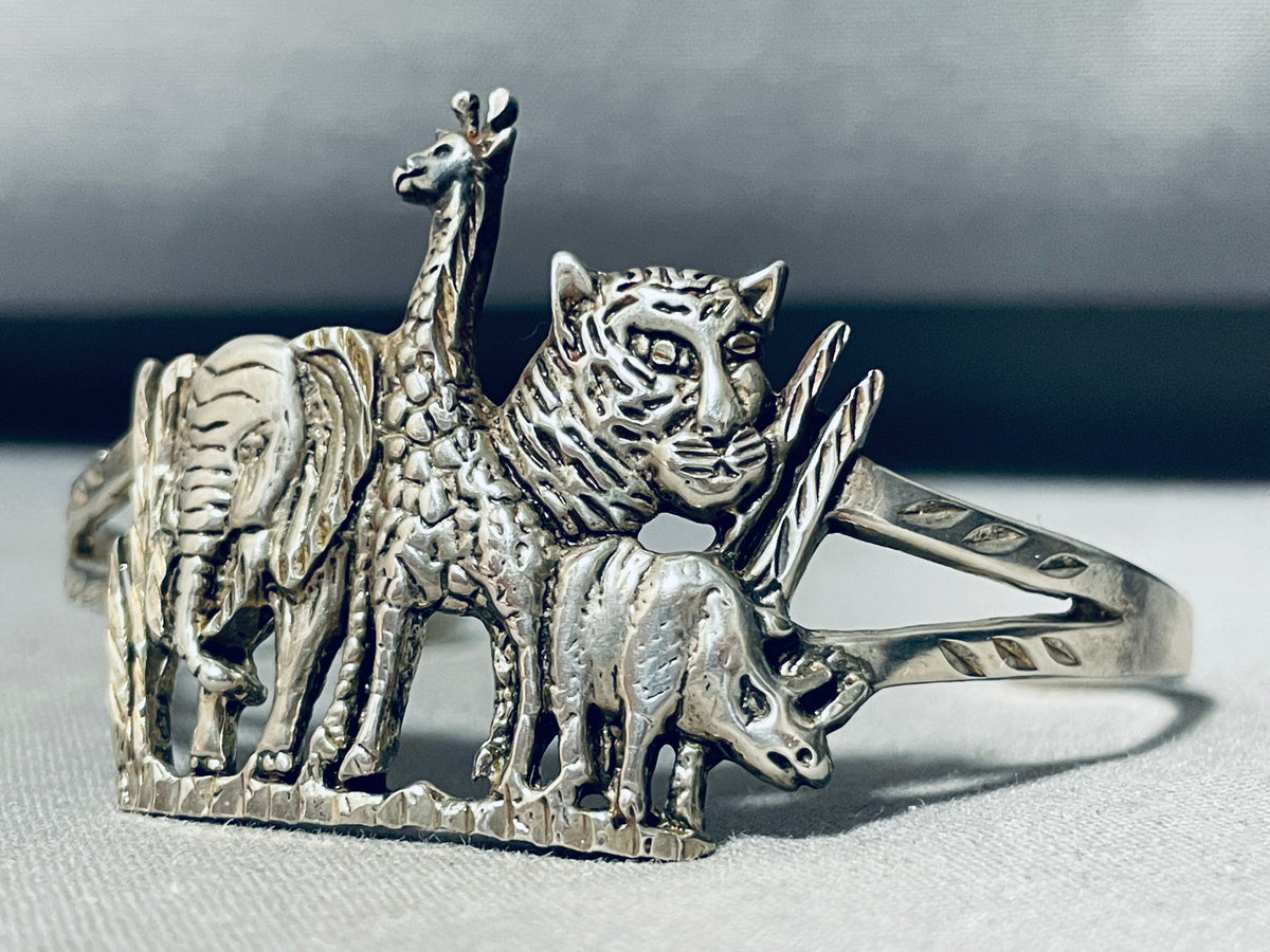 Jungle Animals RARE Vintage Sterling Silver animal Bracelet Cuff ...