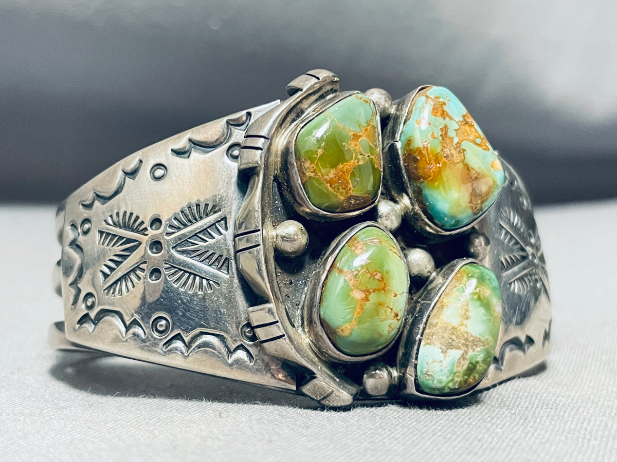 Quad Cluster Vintage Native American Navajo Royston Turquoise Sterling ...