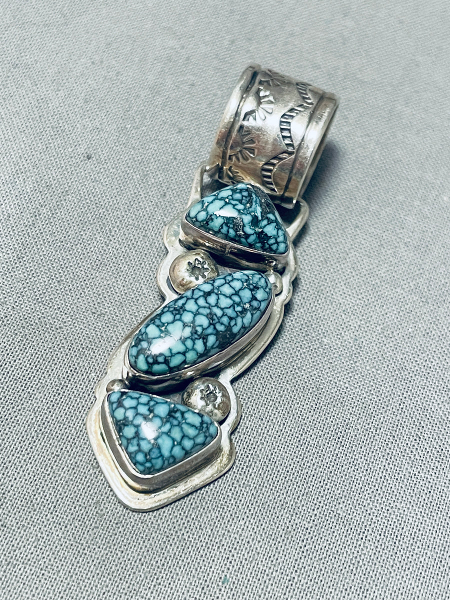 Rare Vintage Native American Navajo Lander Blue Turquoise Sterling Sil ...