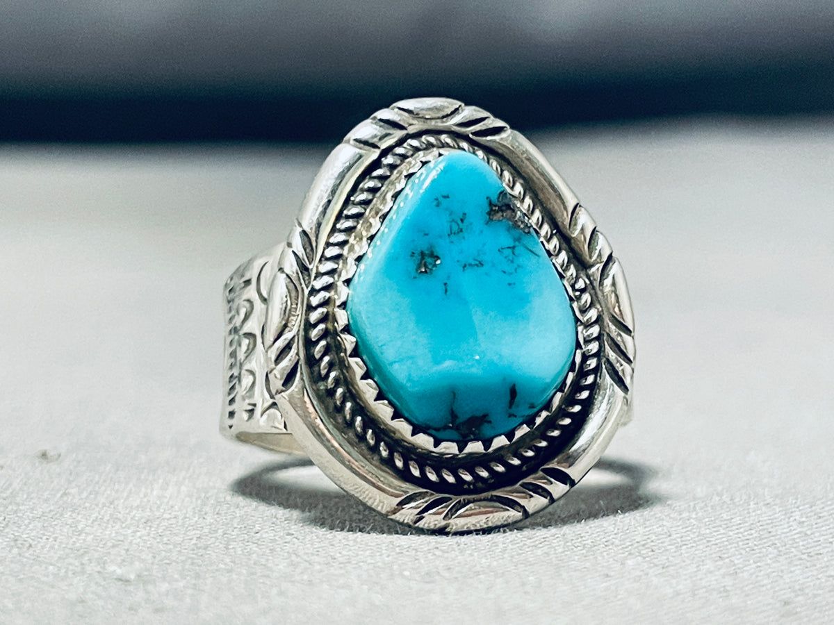 Signed Vintage Native American Hopi Morenci Turquoise Sterling Silver ...