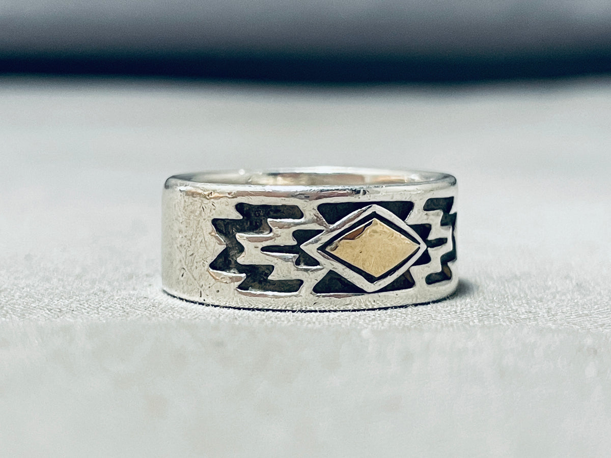 Amazing Vintage Native American Navajo 14k Gold Sterling Silver Geomet ...
