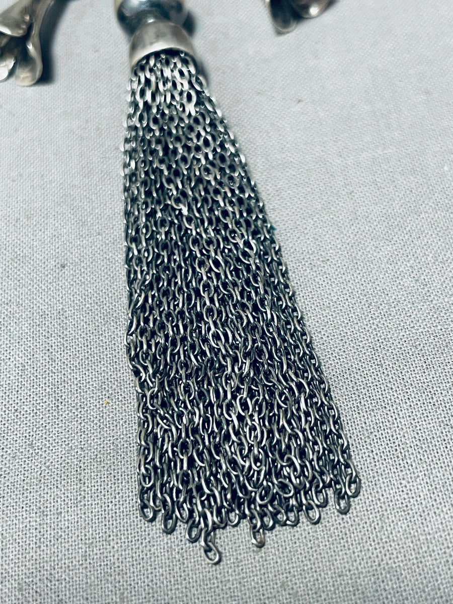 Tassel Necklace! So Unique Native American Navajo Sterling Silver Squa ...