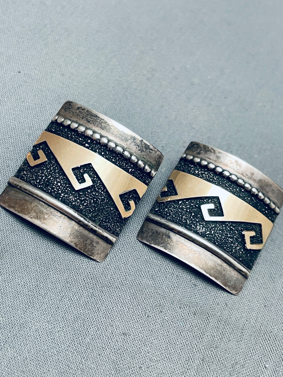 Quality Work Vintage Native American Navajo Gold Wave Sterling Silver ...