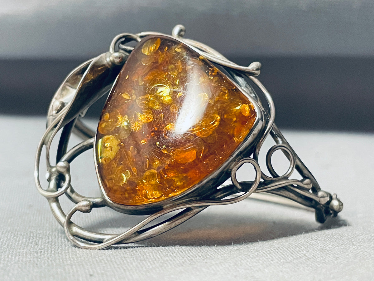 Ancient Tree Sap Chunky Vintage Native American Navajo Sterling Silver ...