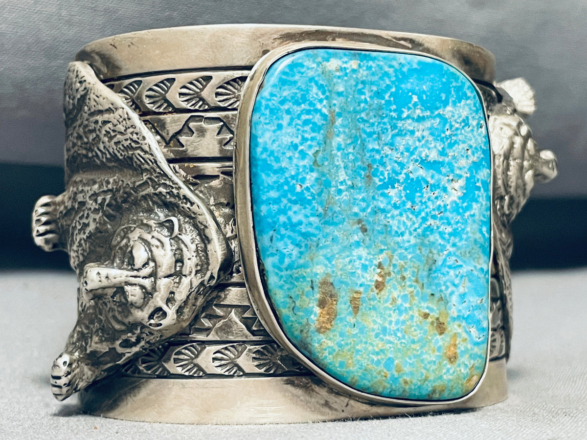 Important Easter Blue Turquoise Native American Navajo Brownbear Sterl ...