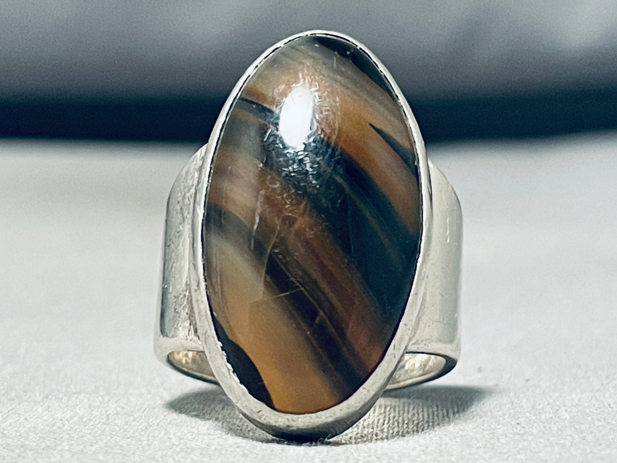 Unique Vintage Native American Navajo Tiger Eye Sterling Silver Coloss ...