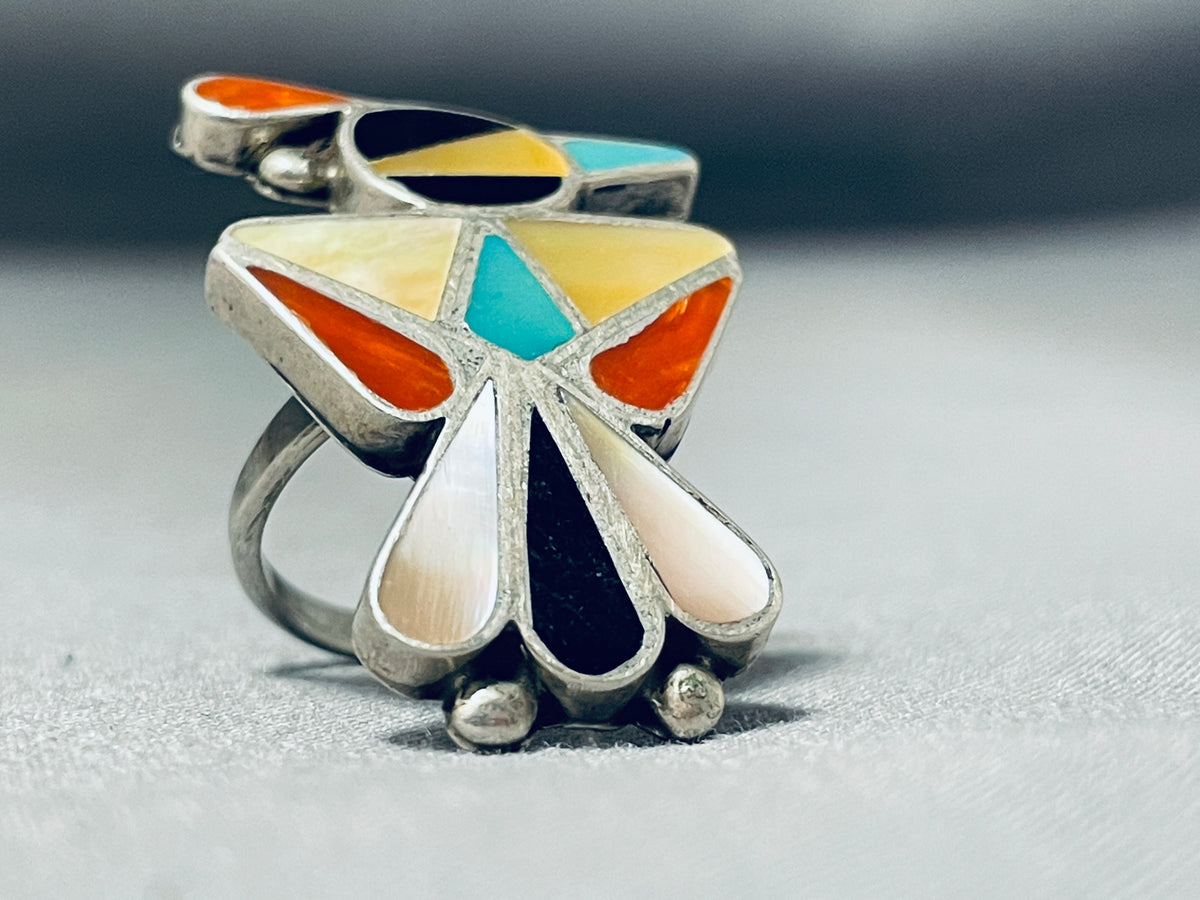 Tremendous Vintage Native American Zuni Mother Of Pearl Sterling Silve ...