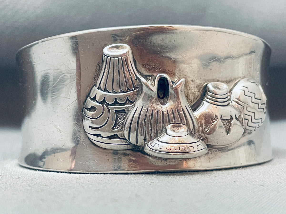 Detailed Pottery Vintage Pat Smith Sterling Silver Bracelet Cuff ...