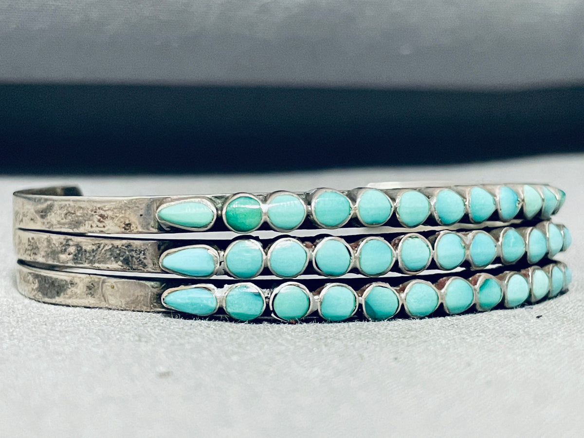 Early Eyes Of Turquoise Vintage Native American Zuni Sterling Silver R ...