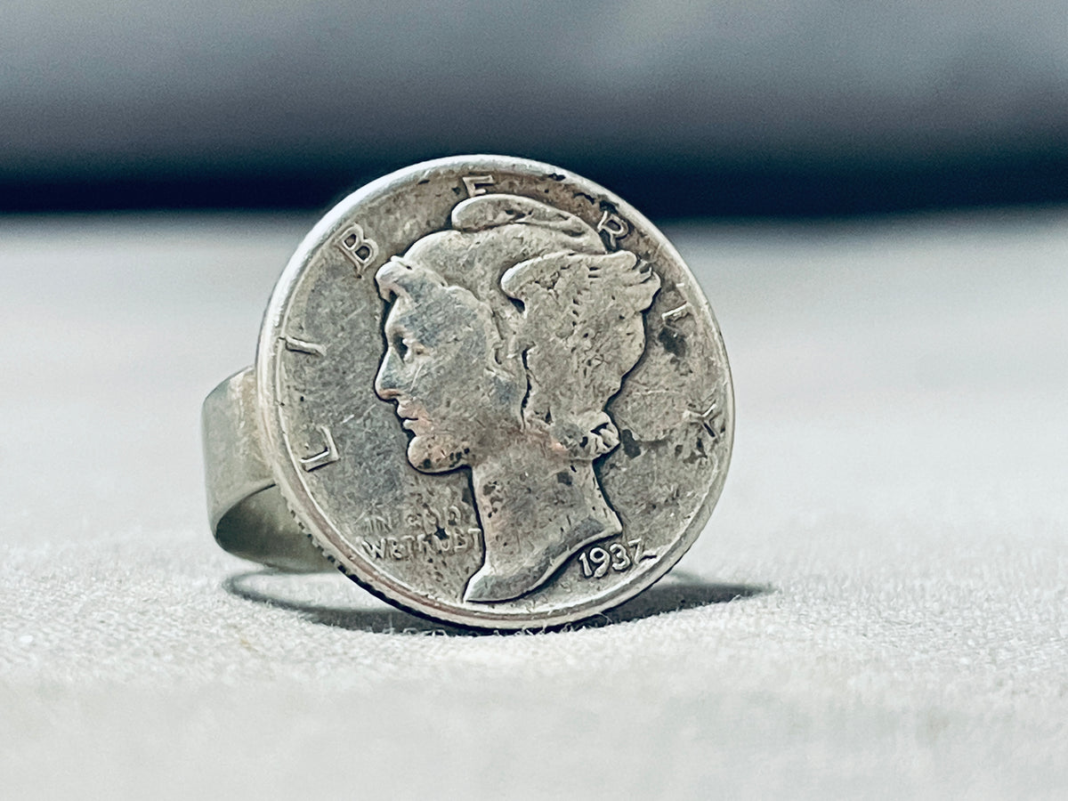 Best Vintage Native American Navajo Sterling Silver Mercury Dime Ring ...