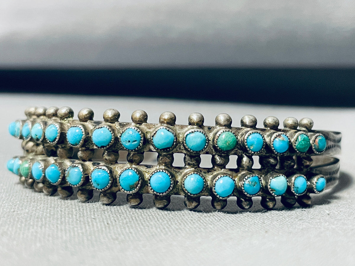 Eyes Of Turquoise Vintage Native American Zuni Sterling Silver Bracele ...