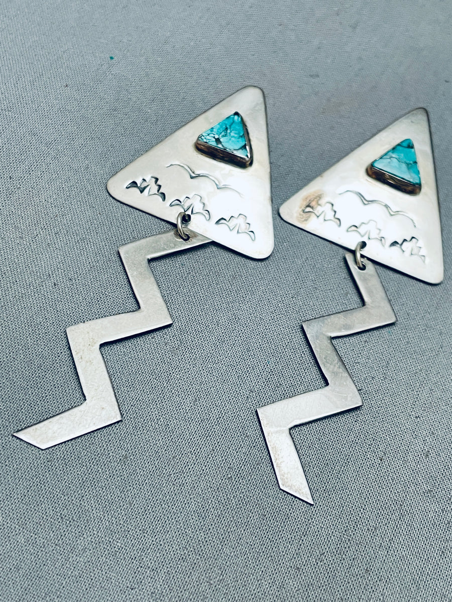 Stunning Vintage Native American Navajo Snake Sterling Silver Earrings ...