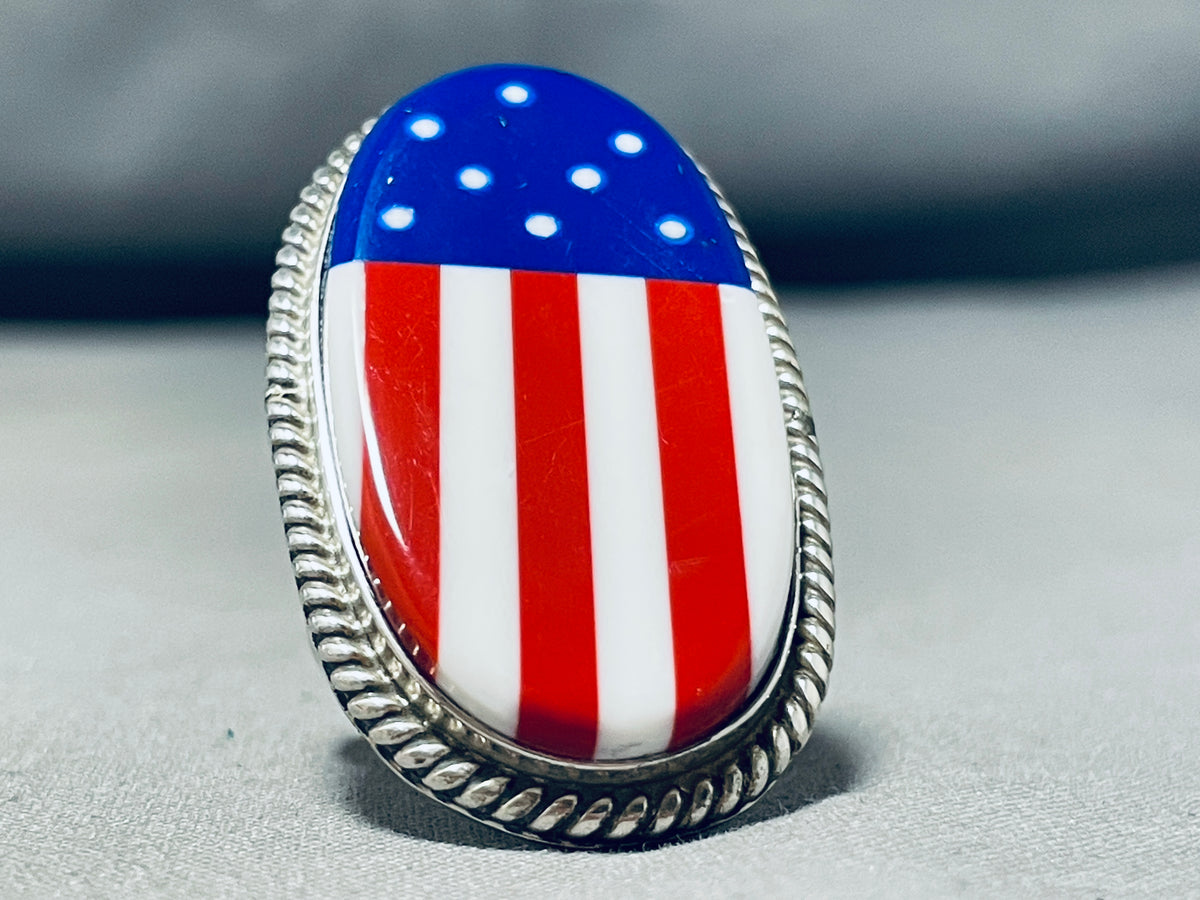 Calvin Desson Native American Navajo Coral Lapis Sterling Silver Ameri ...