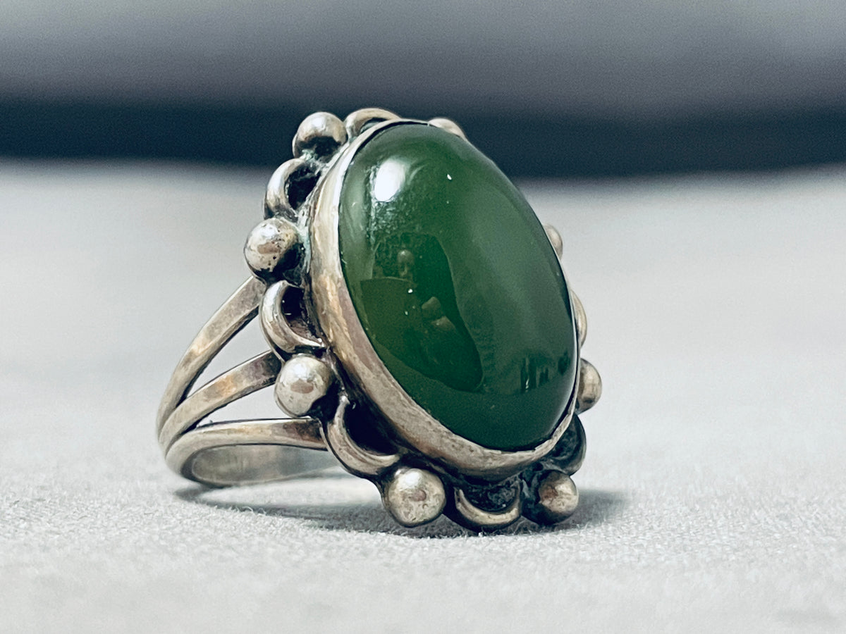 Gorgeous Vintage Native American Navajo Jade Sterling Silver Ring ...
