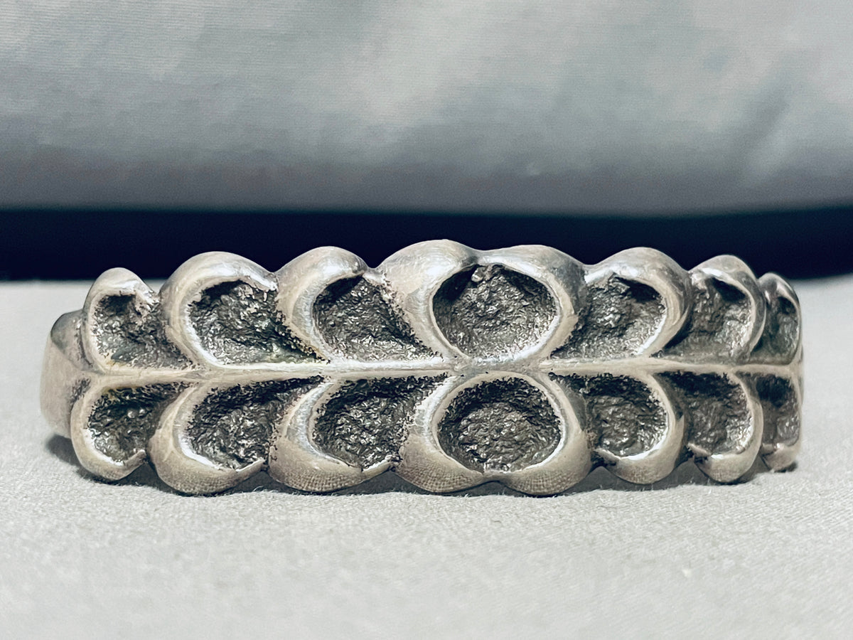 Waves Of Water Vintage Native American Navajo Thick Sterling Silver Br ...