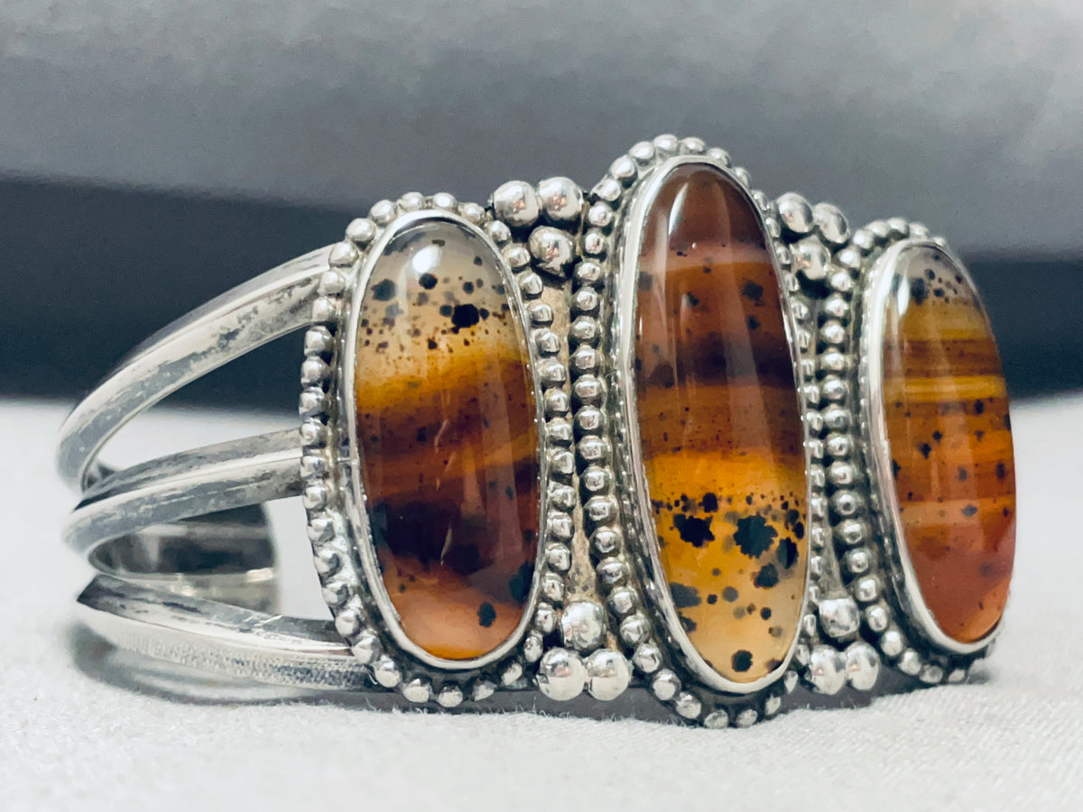 Leopard Agate Very Unique Vintage Native American Navajo Sterling Silv ...