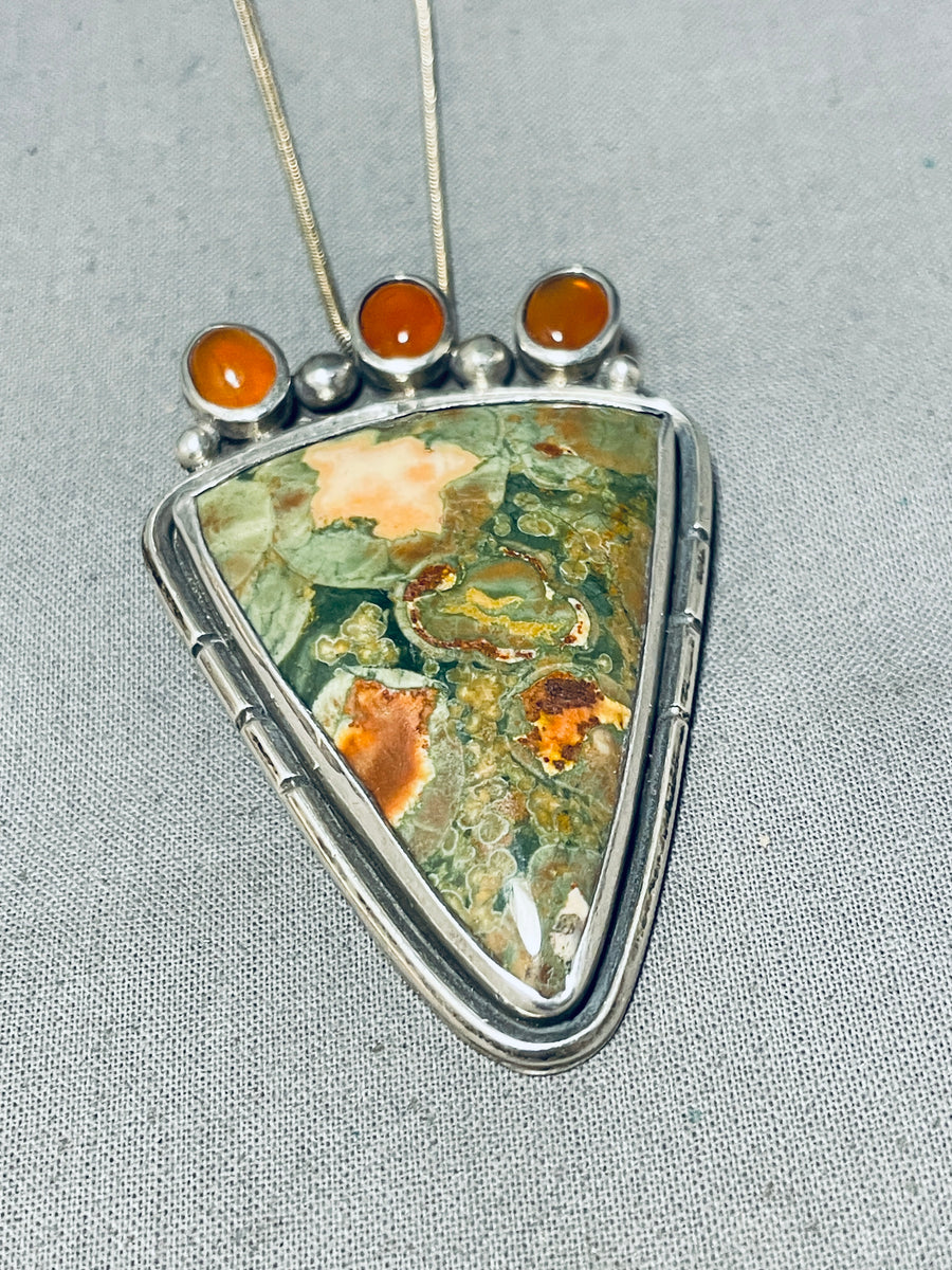 Swirled Olive Agate!! Vintage Native American Navajo Sterling Silver N ...