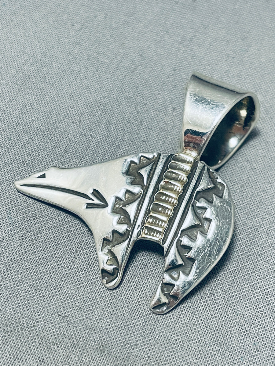 Dynamic Native American Navajo Sterling Silver & 14k Gold Bear Pendant ...