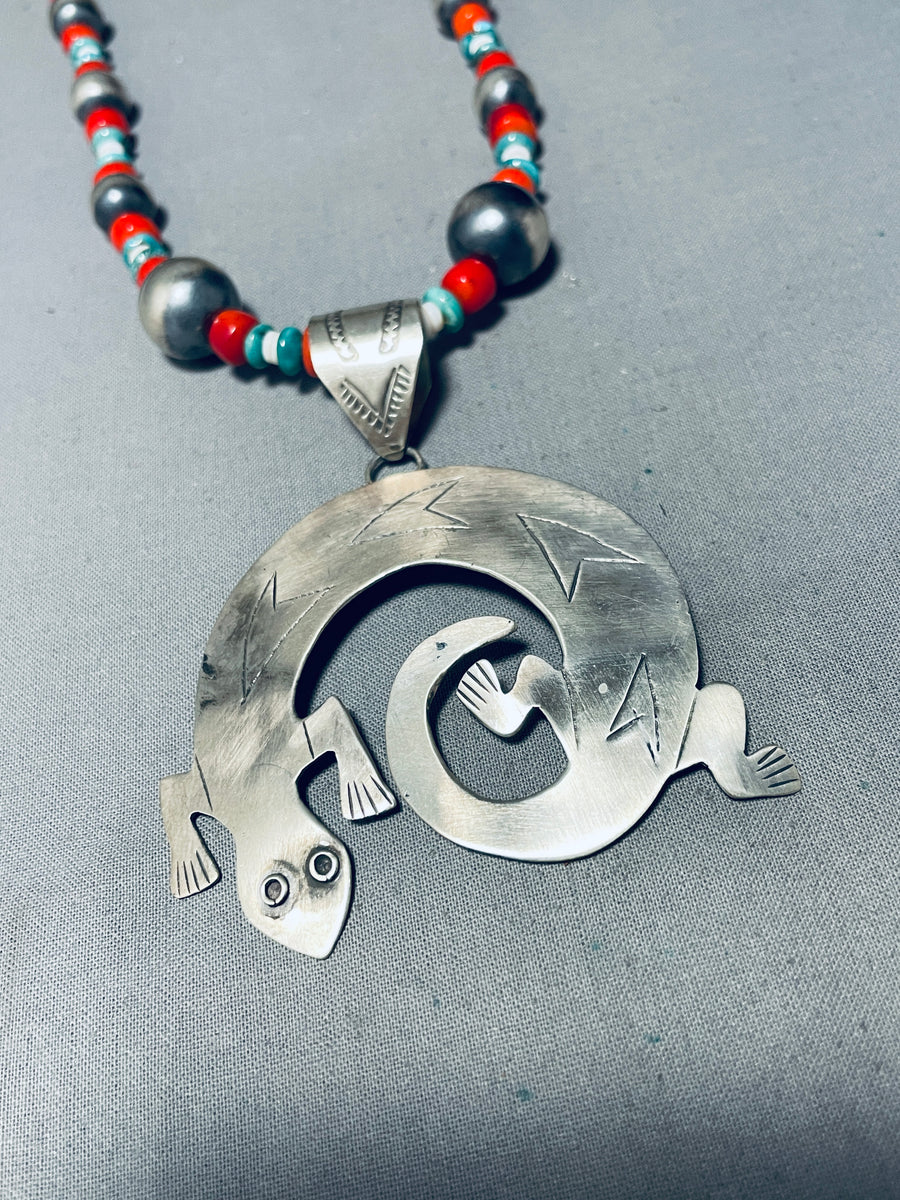 One Of The Best Ever Lizard Vintage Native American Navajo Sterling Si ...