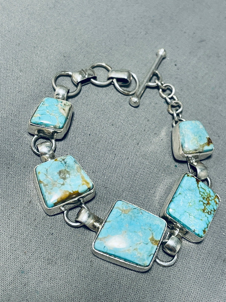 Dynamic Native American Navajo #8 Turquoise Mine Sterling Silver Link ...
