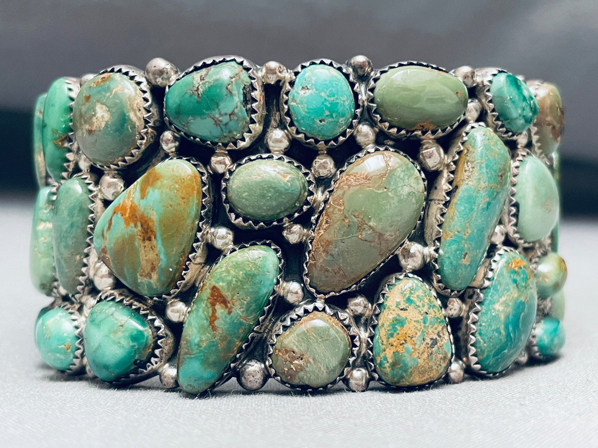 Jamie Kee 116 Grams Vintage Native American Navajo Green Turquoise Ste ...