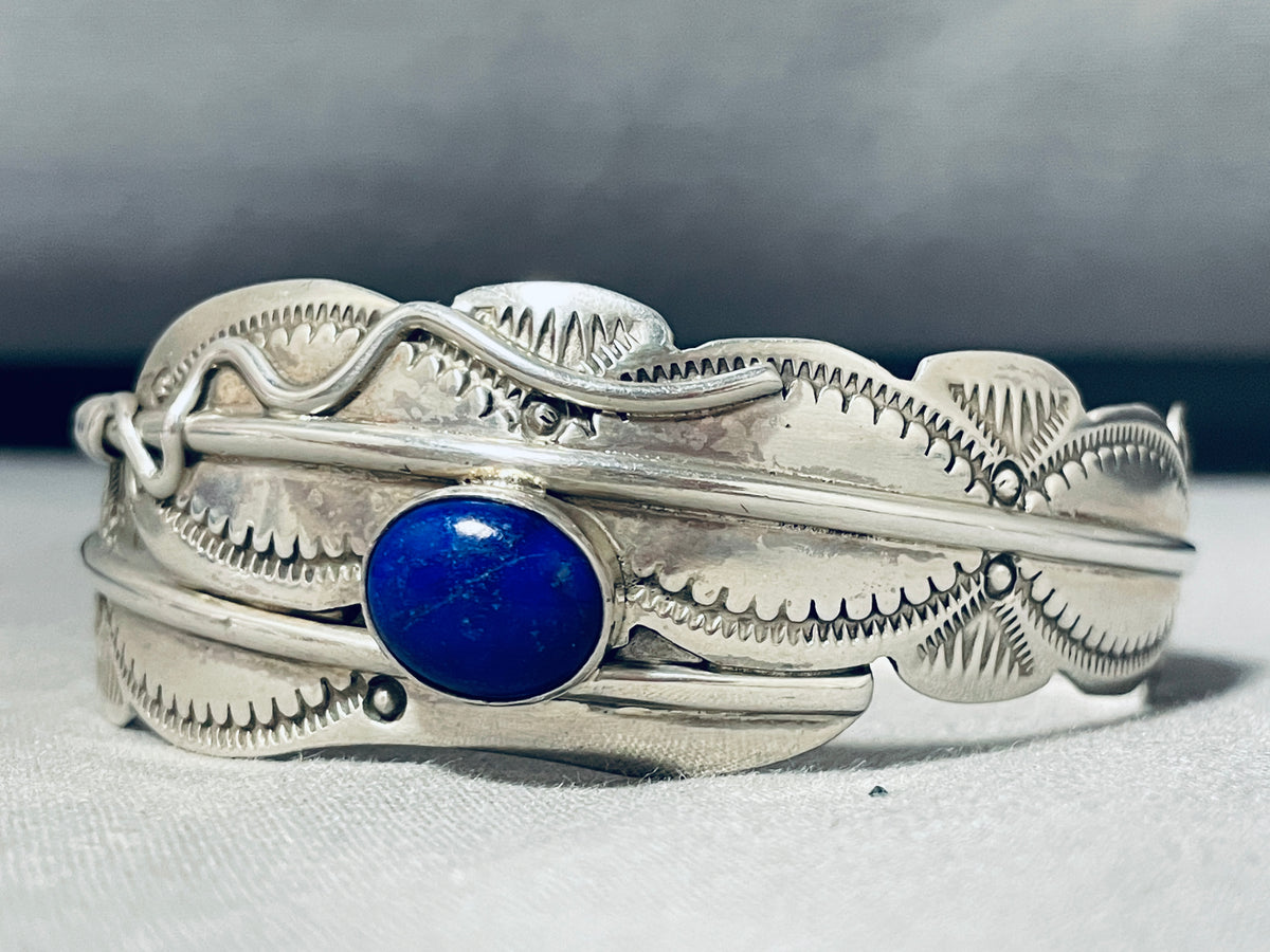 Ben Begaye Vintage Native American Navajo Lapis Sterling Silver Feathe ...