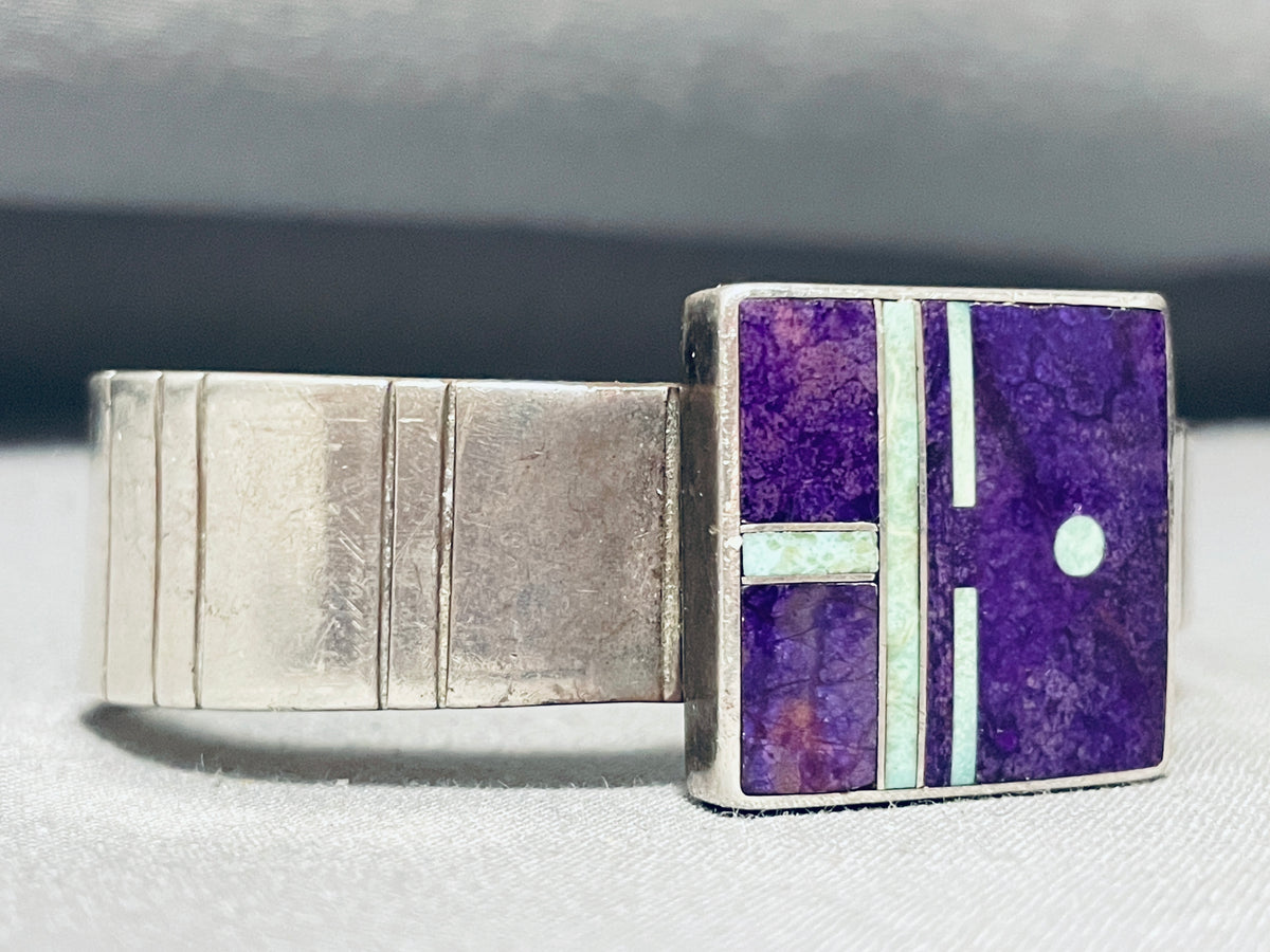 Ray Tracey Vintage Native American Navajo Sugulite Sterling Silver Inl ...