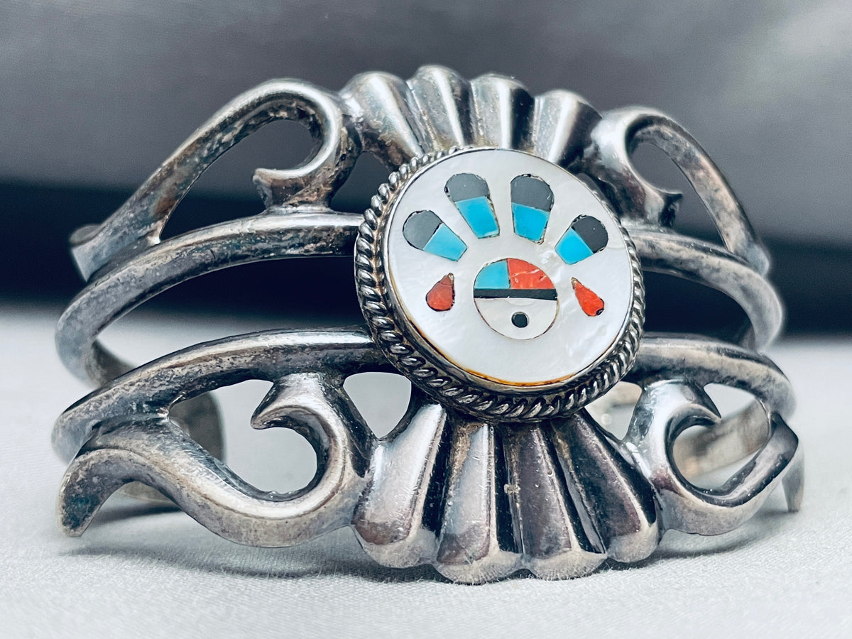 Rare Kachina Sunface Vintage Native American Zuni Turquoise Inlay Ster ...