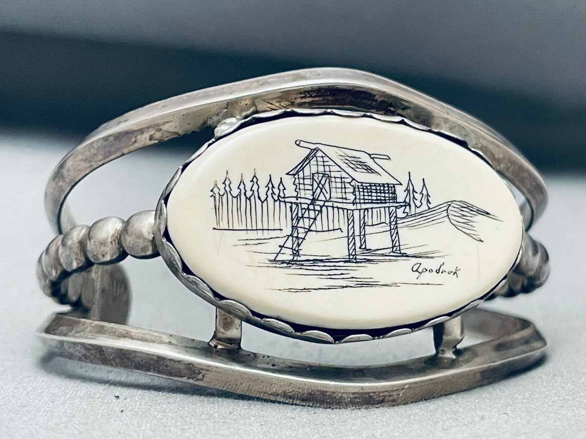 Completely Hand Carved Vintage Native American Navajo Cabin Sterling S ...