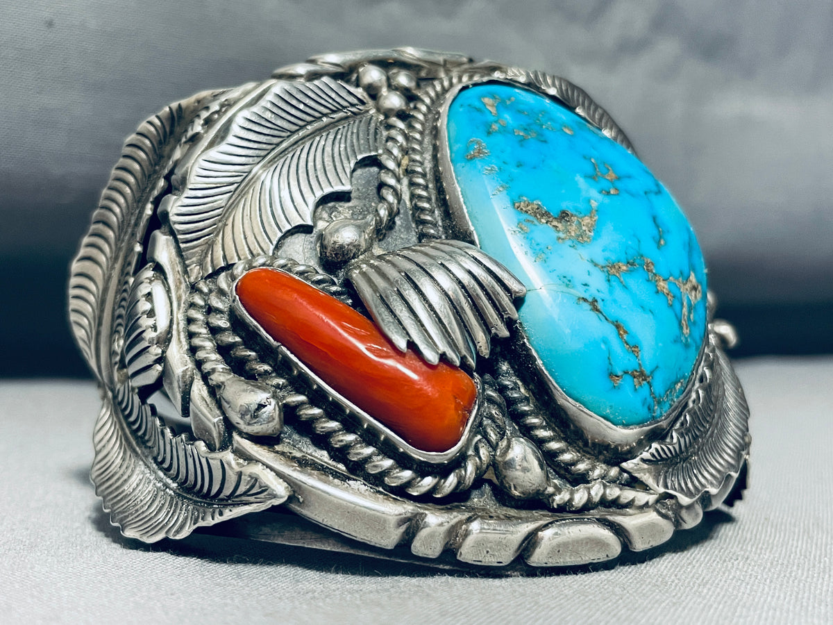 148 Grams Museum Worthy Vintage Native American Navajo Turquoise Sterl ...