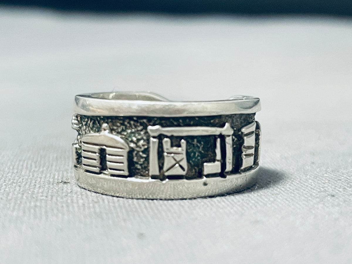 Signed Vintage Native American Navajo Sterling Silver Storyteller Ring ...