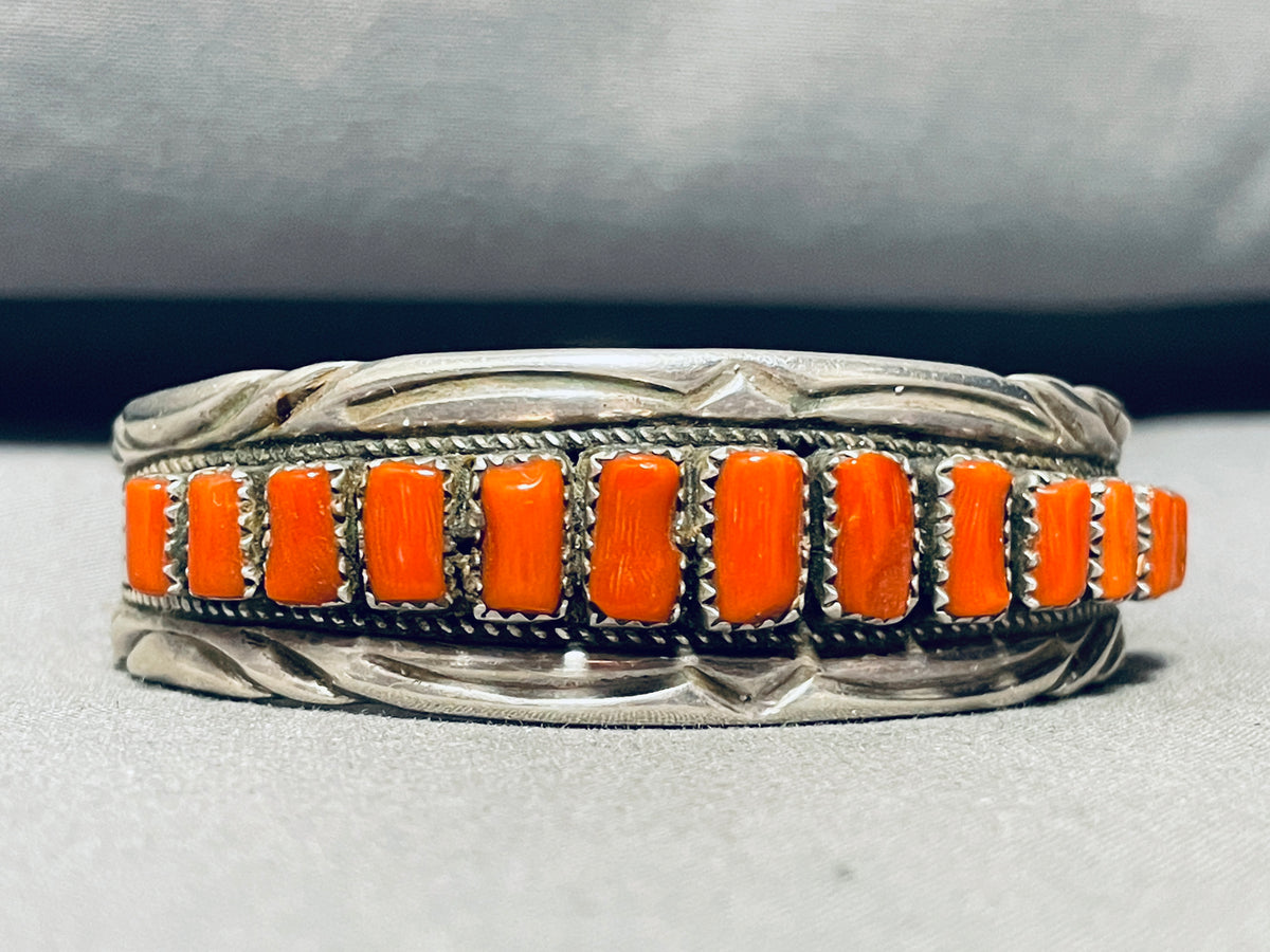 Tommy Tso (d) Vintage Native American Navajo Coral Stepping Stone Ster ...