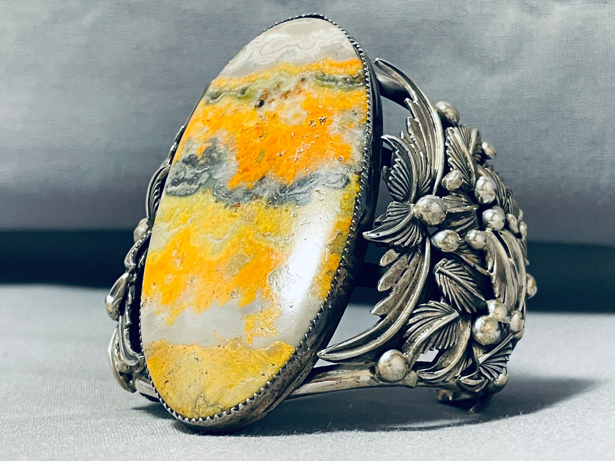 164 Grams!! Massive Native American Navajo Yellow Jasper Sterling Silv ...