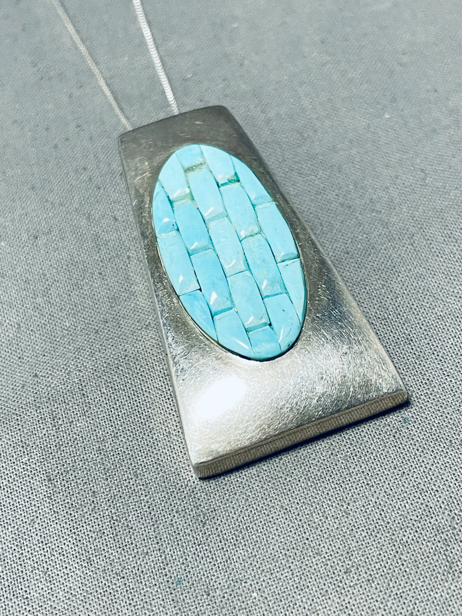 One Of A Kind Vintage Native American Navajo Blue Gem Turquoise Sterli ...
