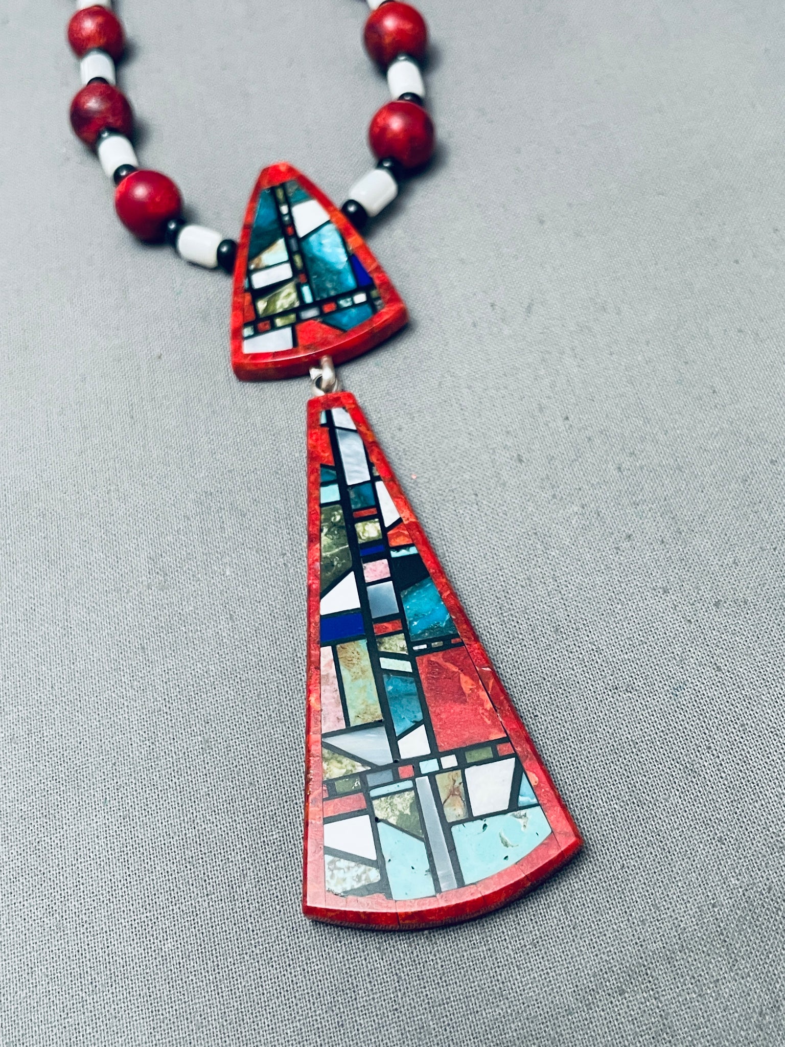 Rare Vintage Chris Nieto Santo Domingo Coral Sterling Silver Inlay Nec ...