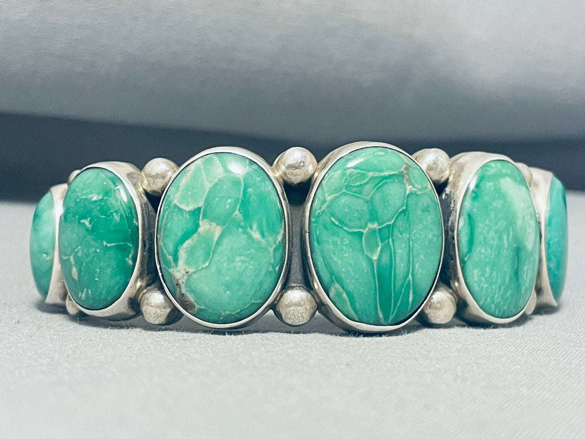 Broken Arrow Mine Turquoise Native American Navajo Sterling Silver Bra ...