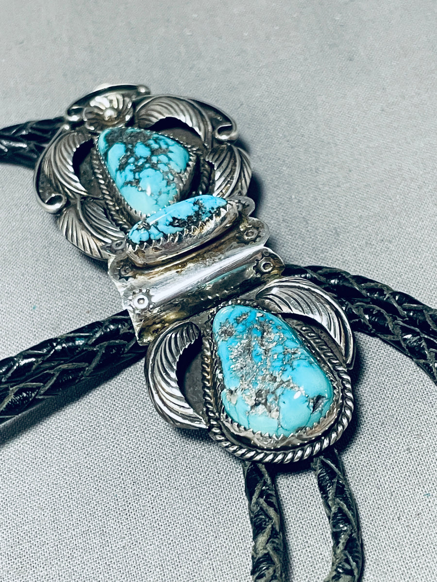 Kaysu Vintage Native American Navajo Turquoise Sterling Silver Bolo Ti ...
