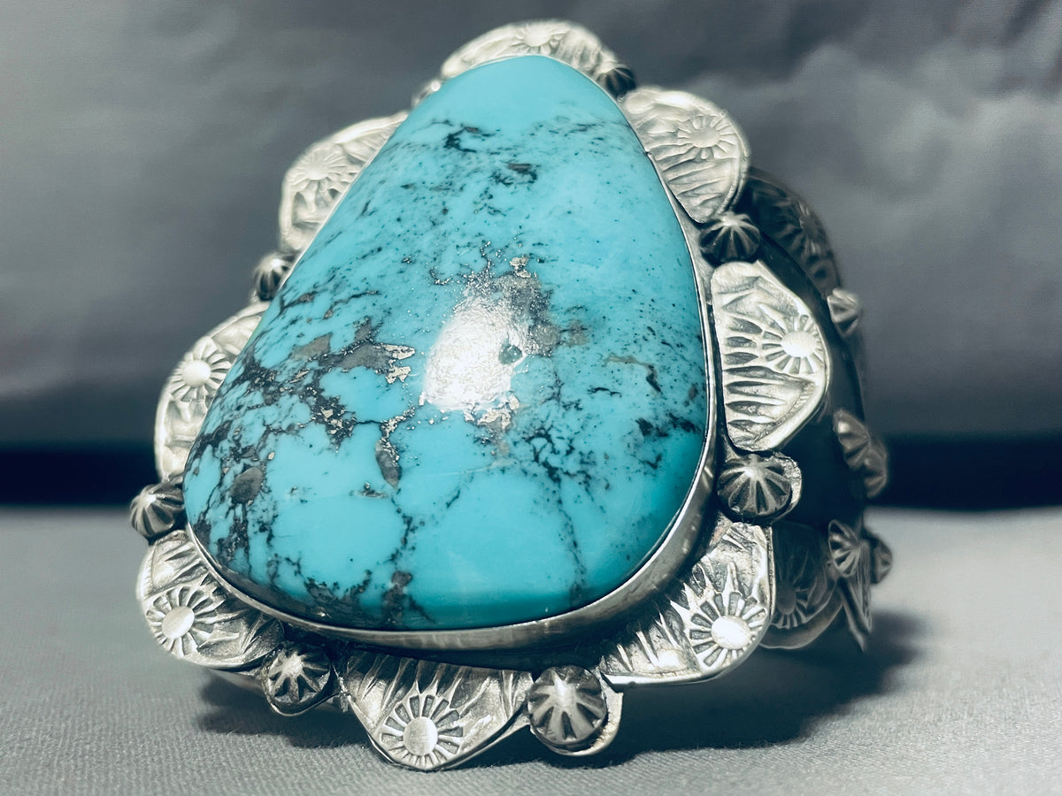 Ice Blue Native American Navajo Turquoise Sterling Silver Bracelet Cuf ...