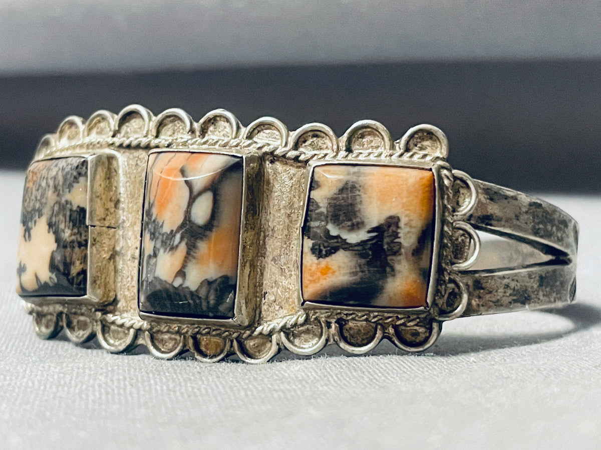 Cheetah Wood Vintage Native American Navajo Sterling Silver Wave Brace ...