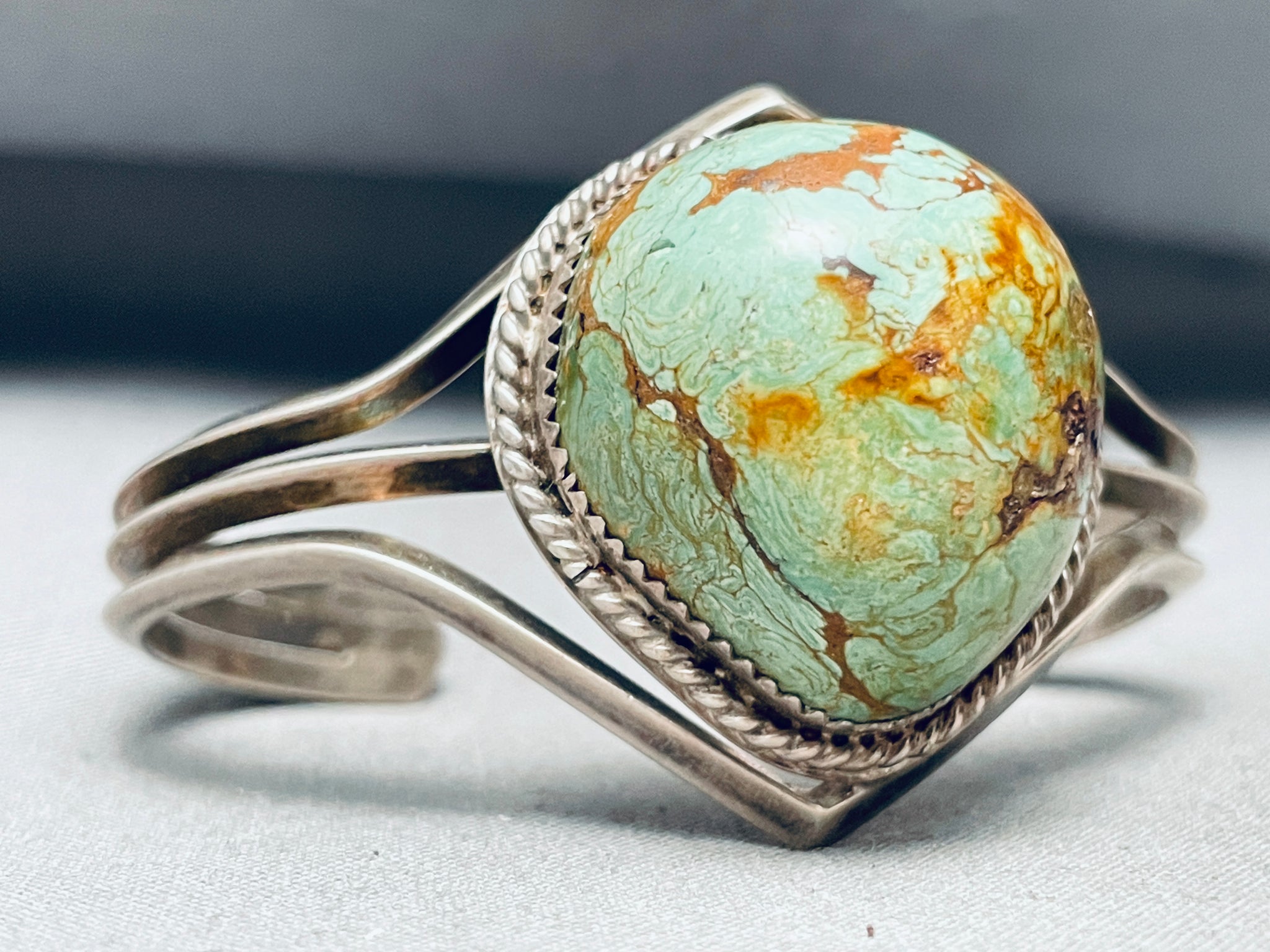 Super Protruding Dome Vintage Native American Navajo Green Turquoise S ...