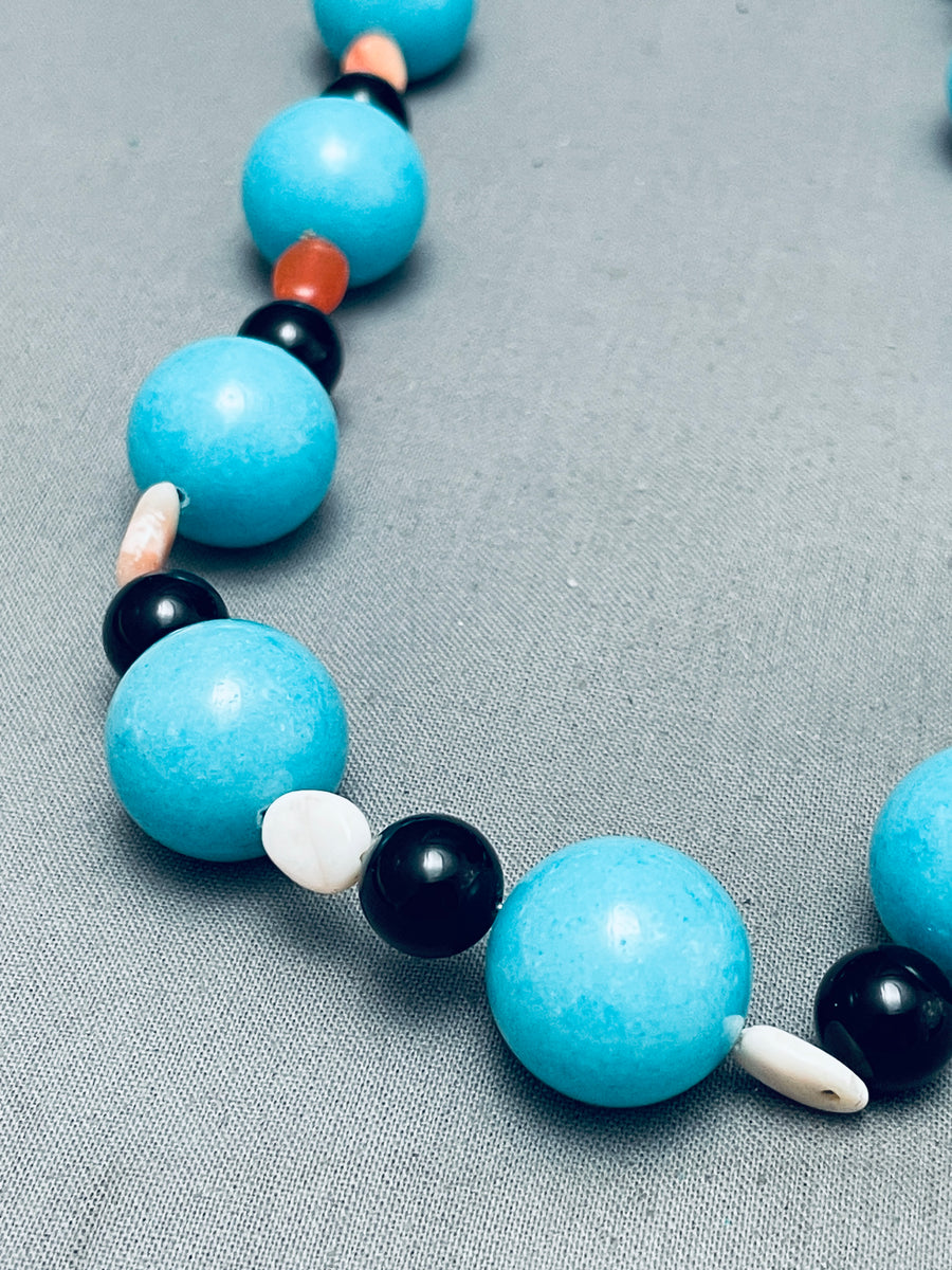 Balls Of Turquoise Vintage Native American Navajo Sterling Silver Neck ...