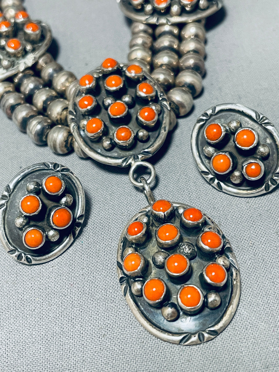 One Of Most Fabulous Vintage Native American Navajo Coral Sterling Sil ...
