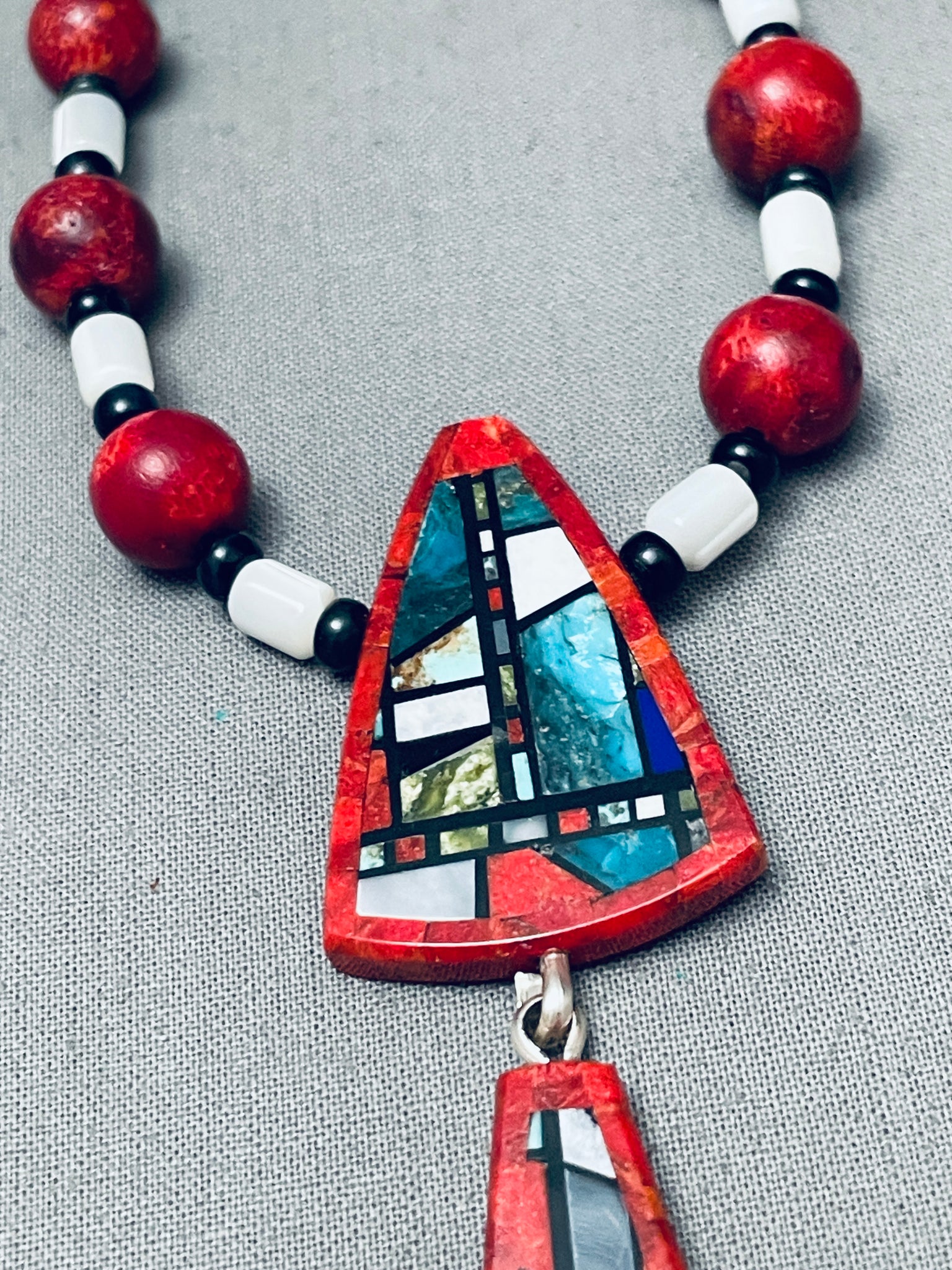 Rare Vintage Chris Nieto Santo Domingo Coral Sterling Silver Inlay Nec ...