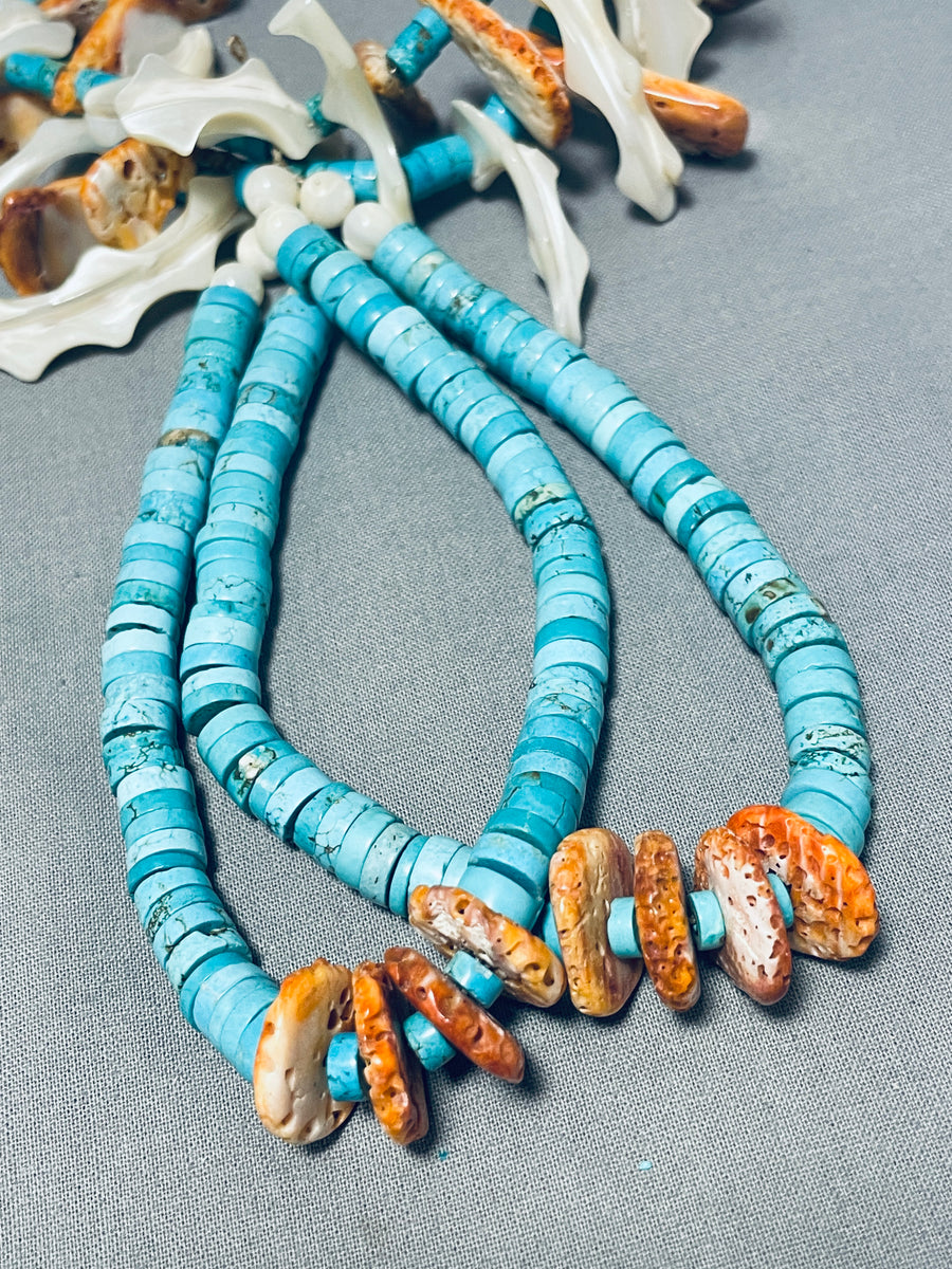 One Of The Biggest Best Vintage Navajo Shell Turquoise Necklace ...