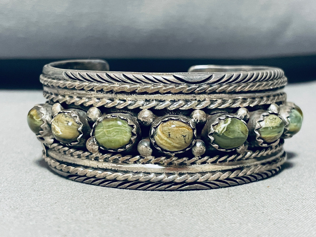 Stunning!! Vintage Native American Navajo Jade Sterling Silver Bracele ...