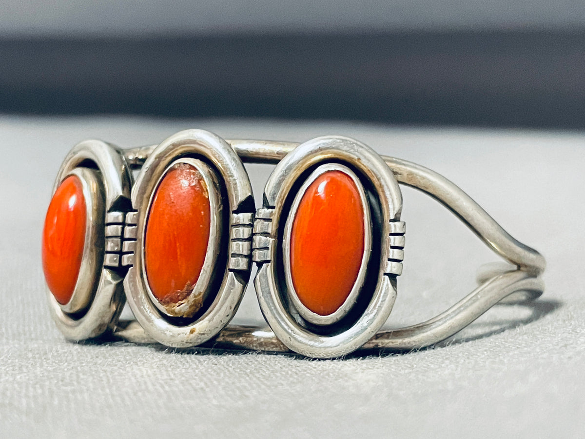 Adorable Vintage Native American Navajo Coral Sterling Silver Baby Bra ...