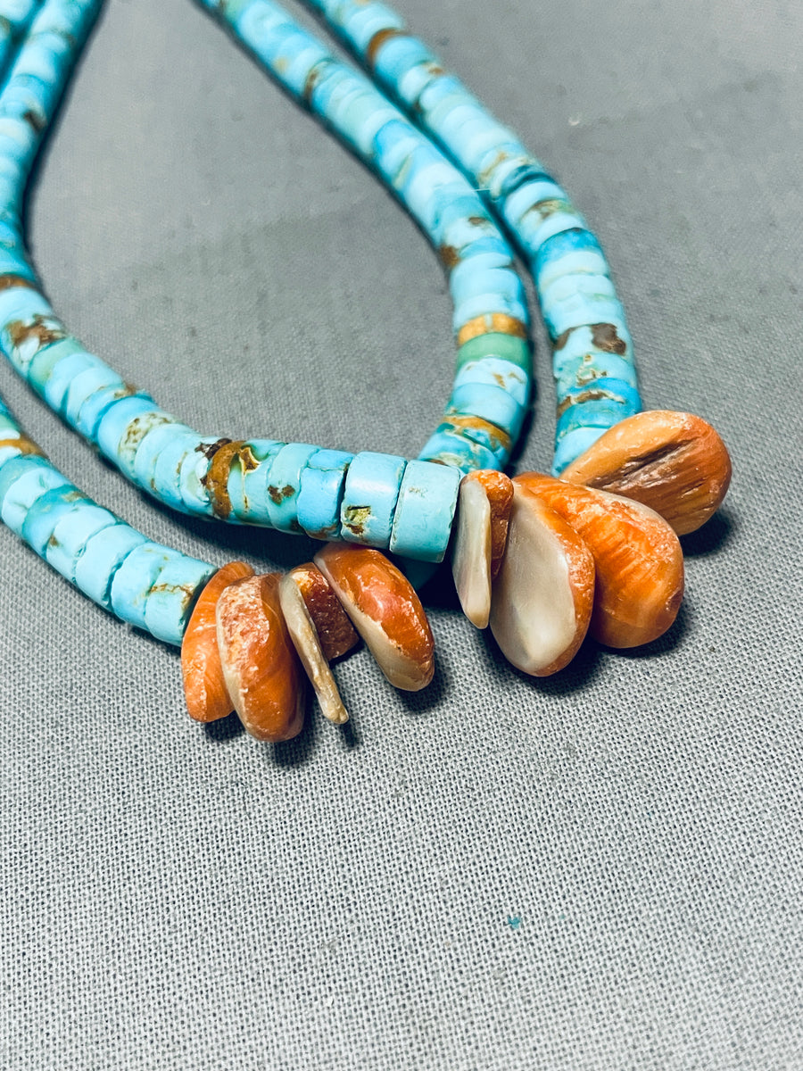 161 Grams Authentic Mid Century Vintage Navajo Shell Jacla Necklace ...