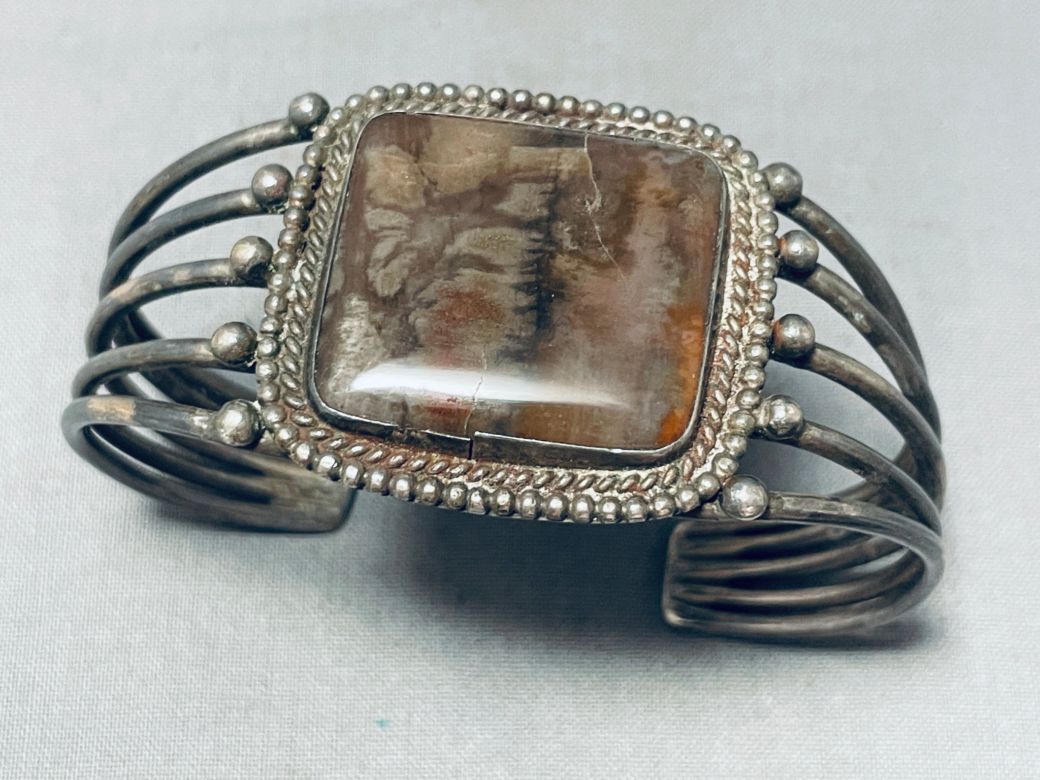 Mud Agate Vintage Native American Navajo Early Sterling Silver Bracele ...