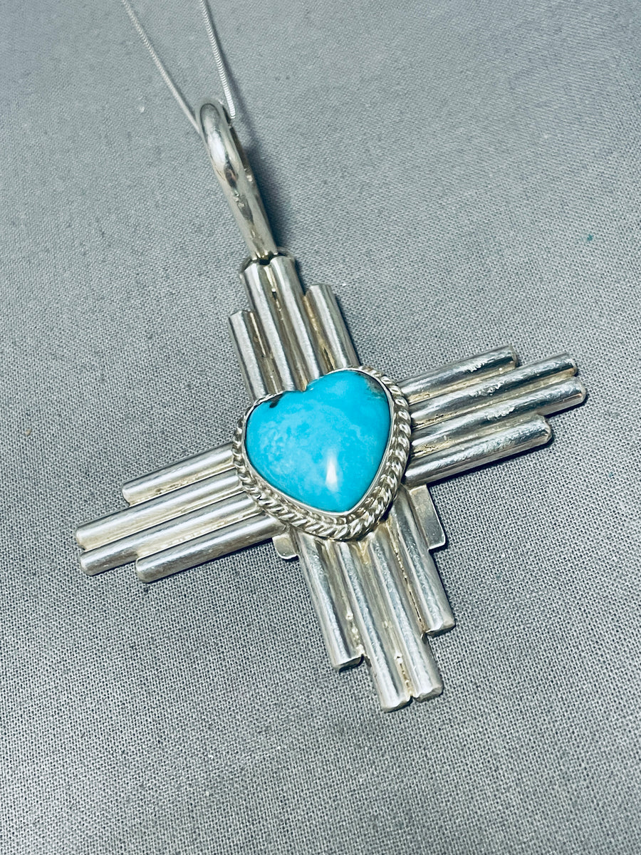 Rob Yellowhorse Native American Navajo Morenci Turquoise Sterling Silv ...