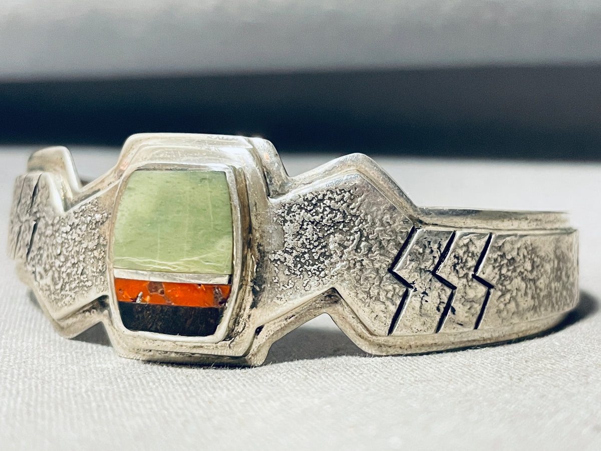 Quality Vintage Native American Navajo Jade Turquoise Sterling Silver ...